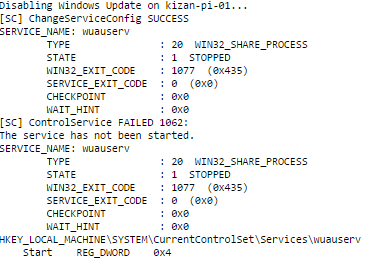 Disabling Windows Update in Windows 10 IoT Core with PowerShell