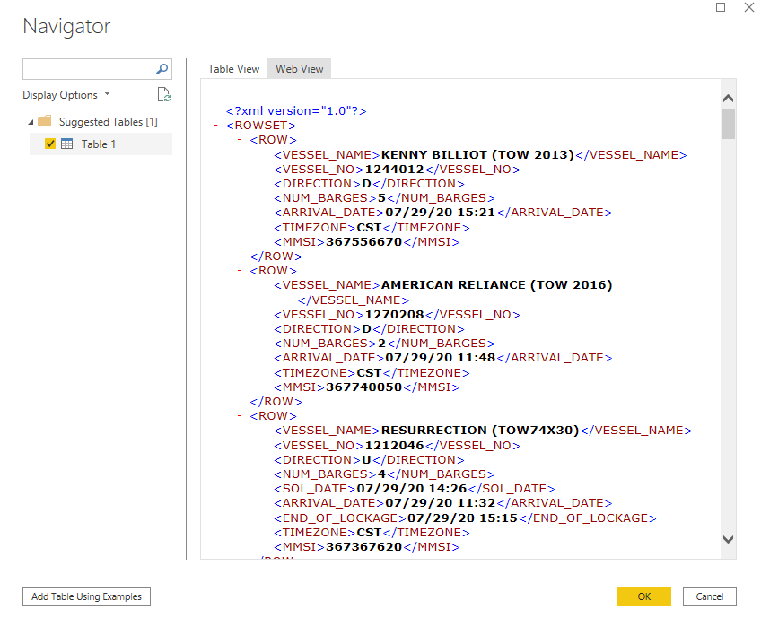Consuming XML web service data in Power BI