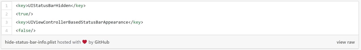 How to Hide the iOS status bar in a NativeScript app
